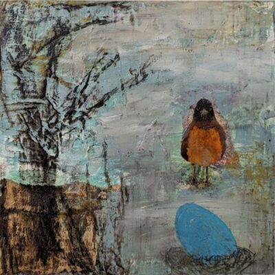 Archival Print of a robin - Robin and the giant egg